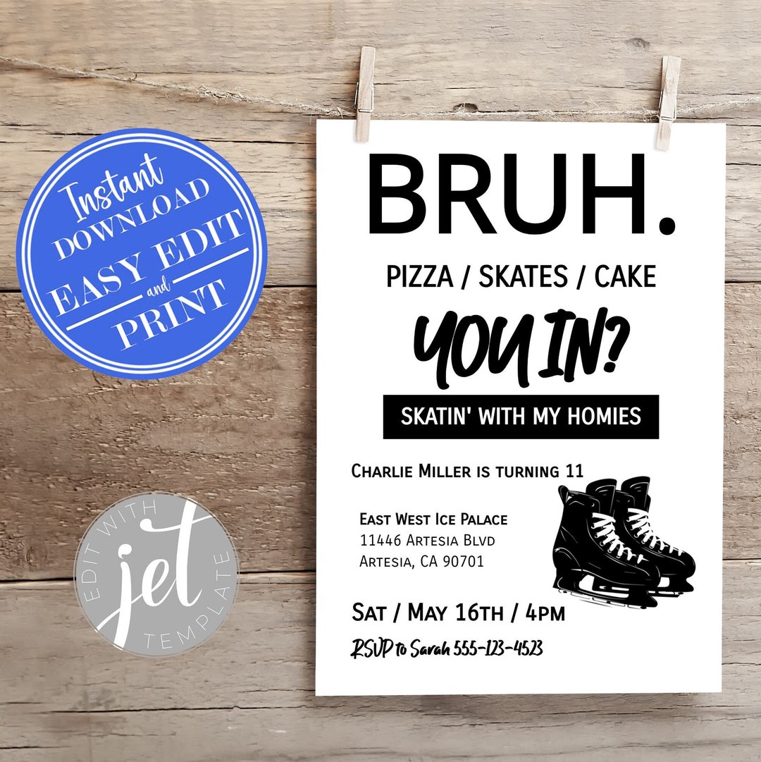Ice Skating Birthday Invitation 5x7 | Skate Birthday Party | Skating ...