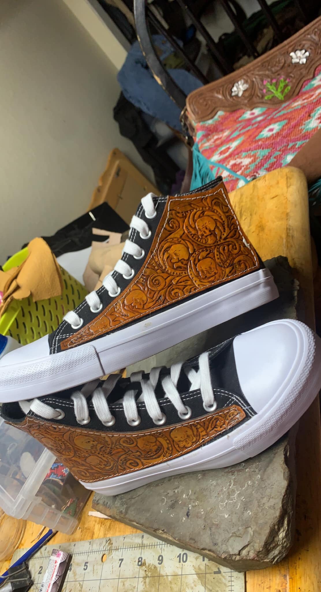 Leather Converse All-star Shoes - Etsy