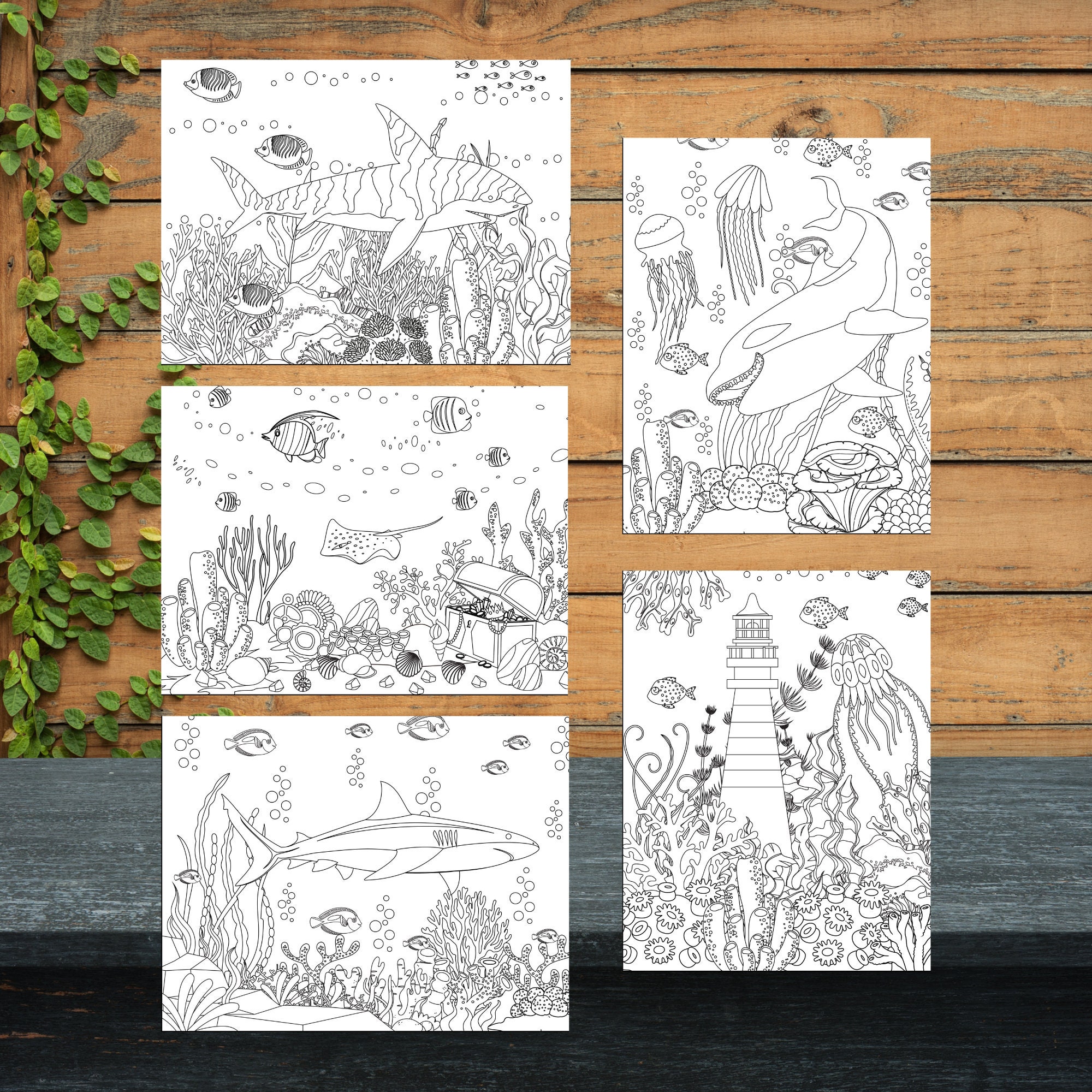 30 OCEAN Kids Coloring Pages Bundle, Summer Kids Coloring Book, Instant ...