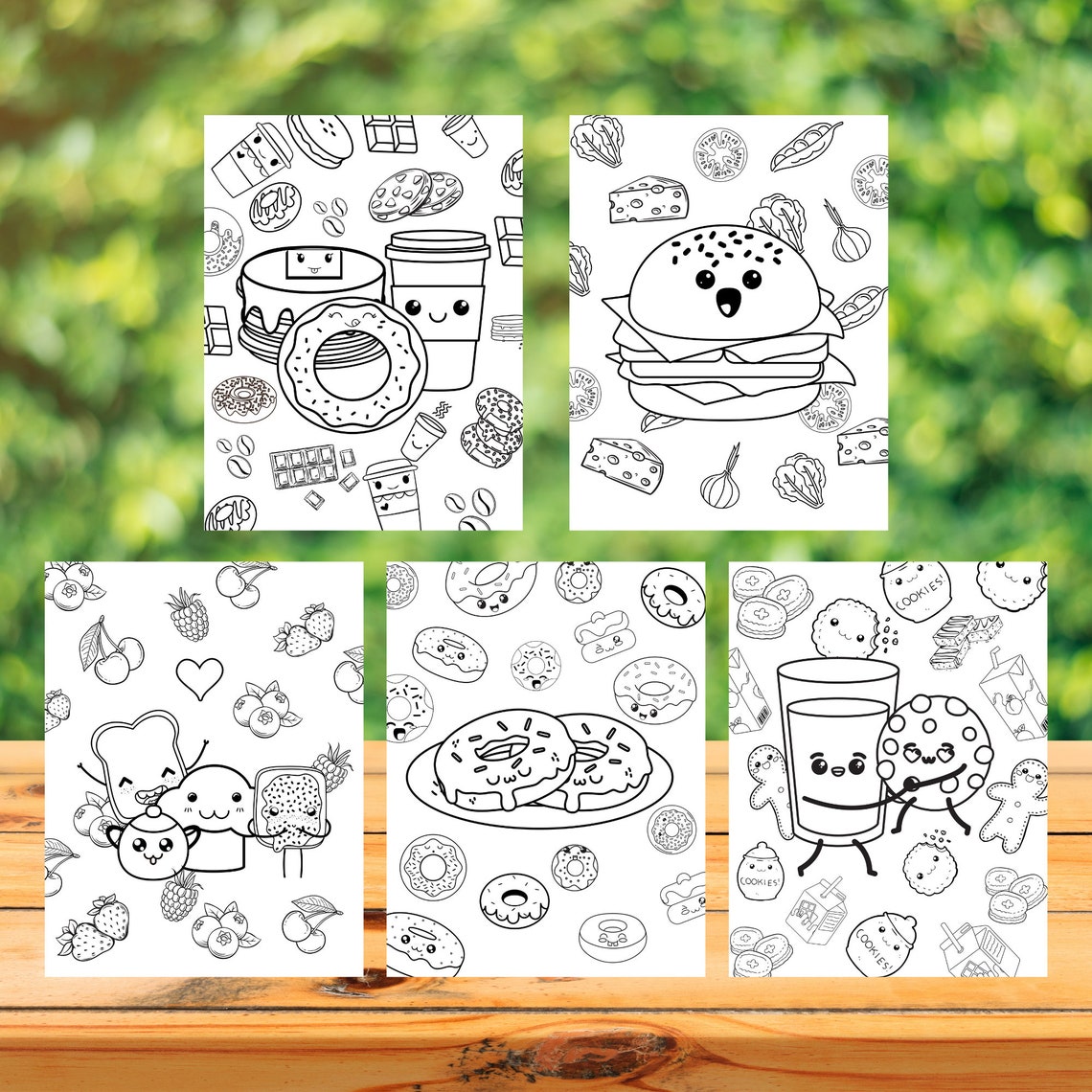 30 FOOD Cute Digital Coloring Book CUISINE Doodle Coloring - Etsy