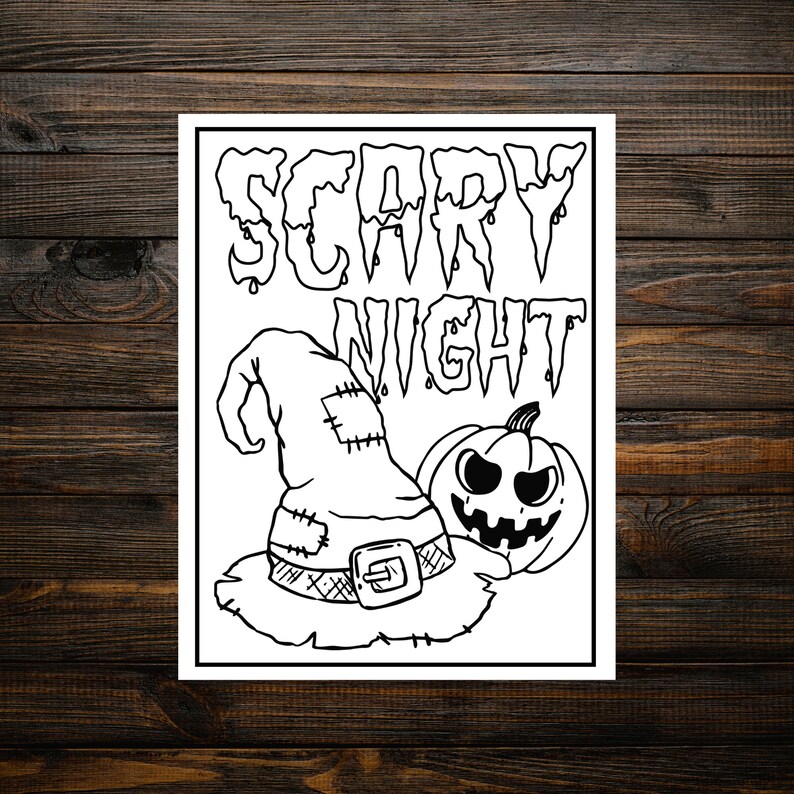 40 Halloween Coloring Book + 1 Cover Page - Printable Spooky Coloring ...