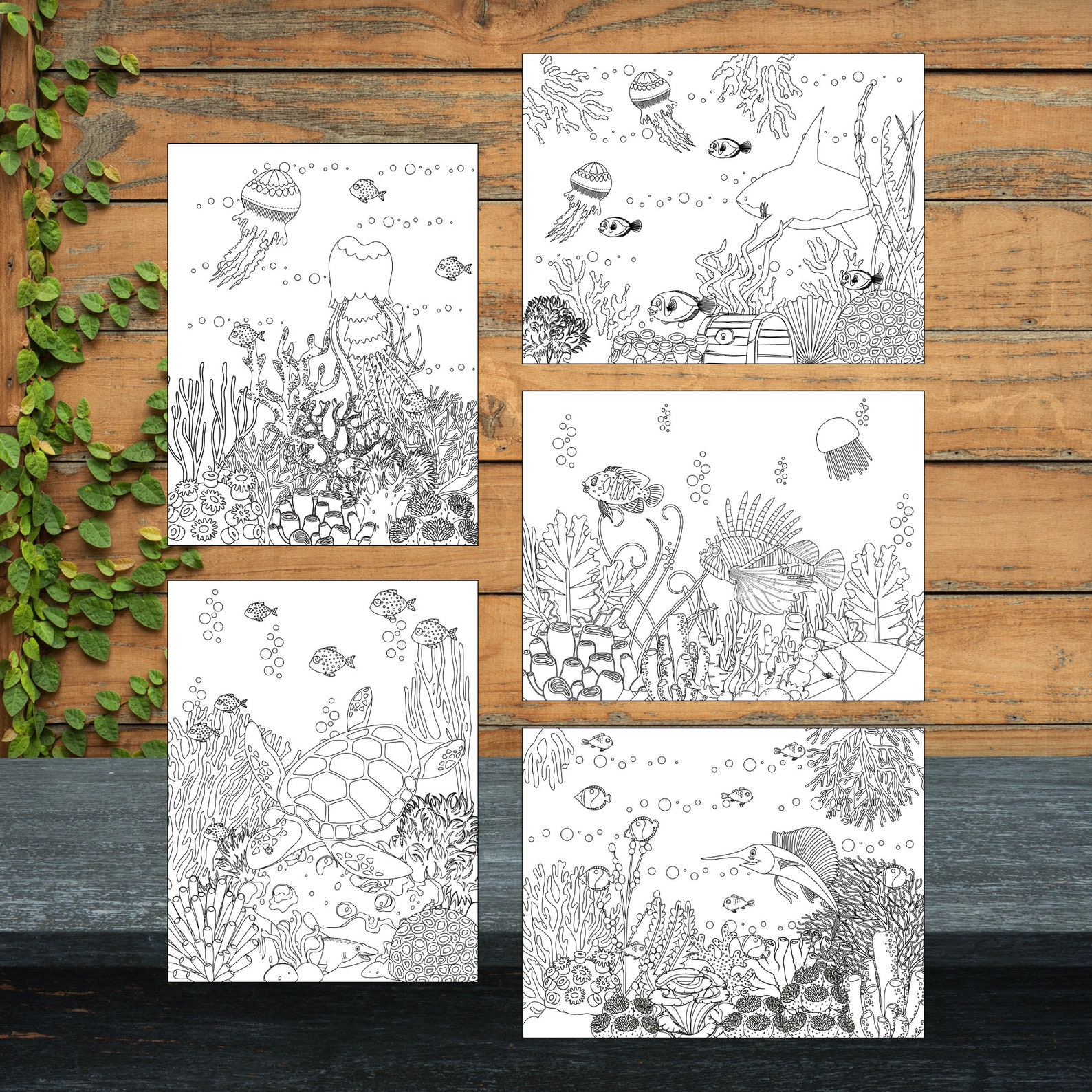 30 OCEAN Kids Coloring Pages Bundle, Summer Kids Coloring Book, Instant ...