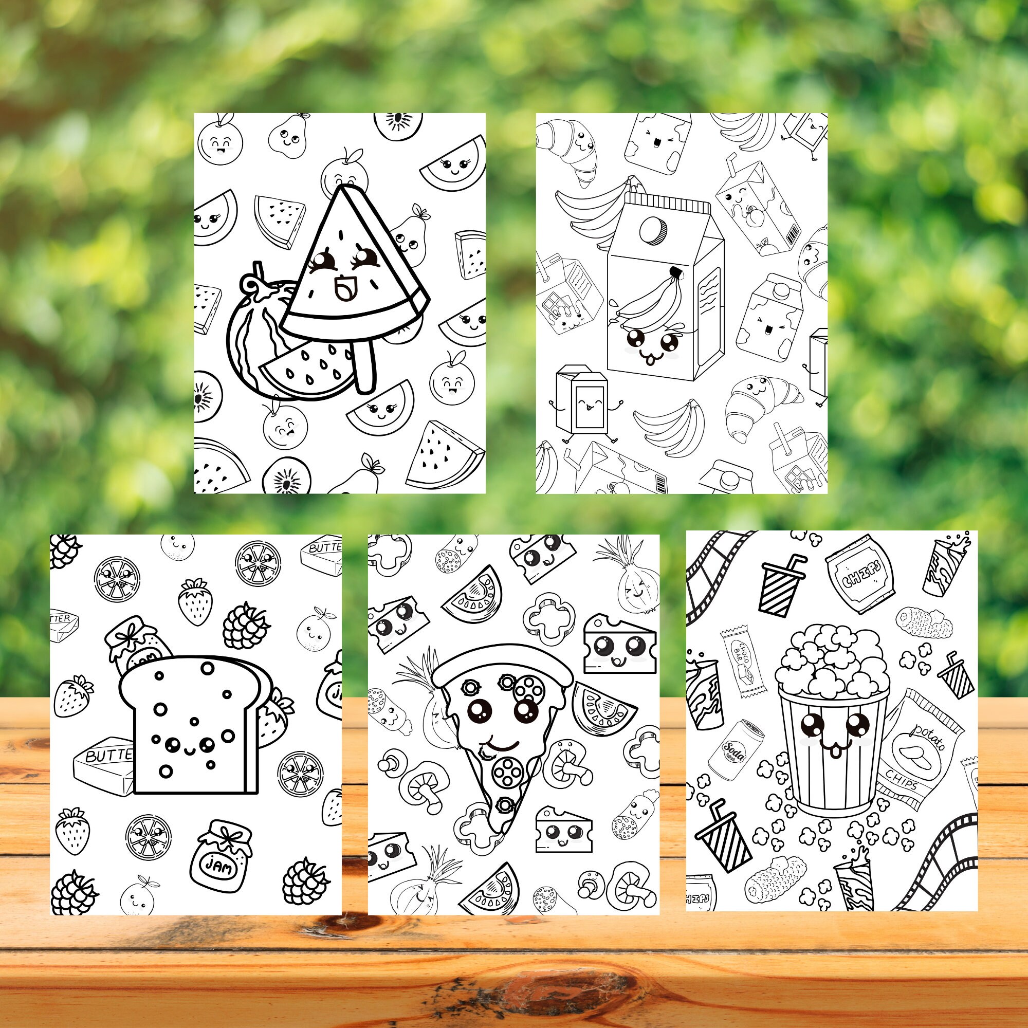 30 FOOD Cute Digital Coloring Book CUISINE Doodle Coloring - Etsy