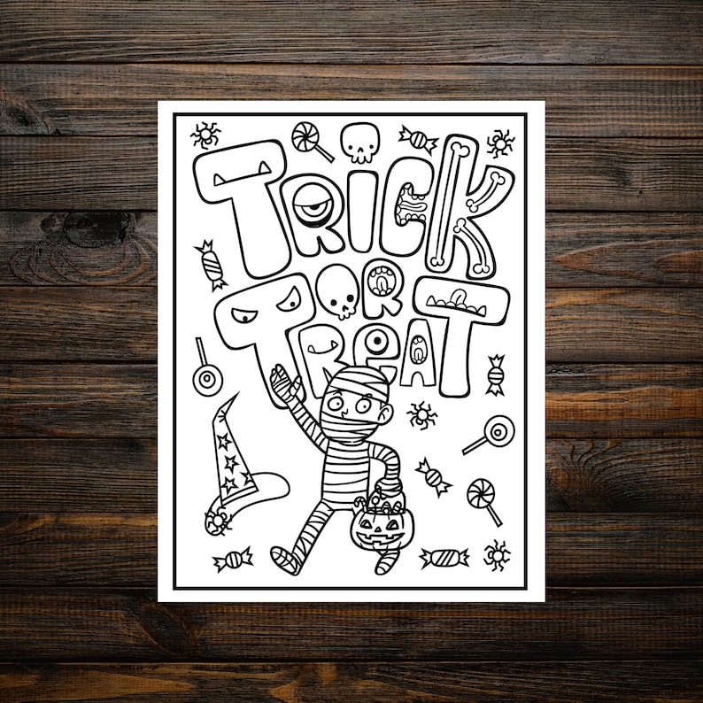 40 Halloween Coloring Book + 1 Cover Page - Printable Spooky Coloring ...