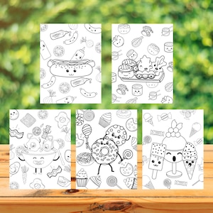 30 FOOD Cute Digital Coloring Book, CUISINE Doodle Coloring Book ...