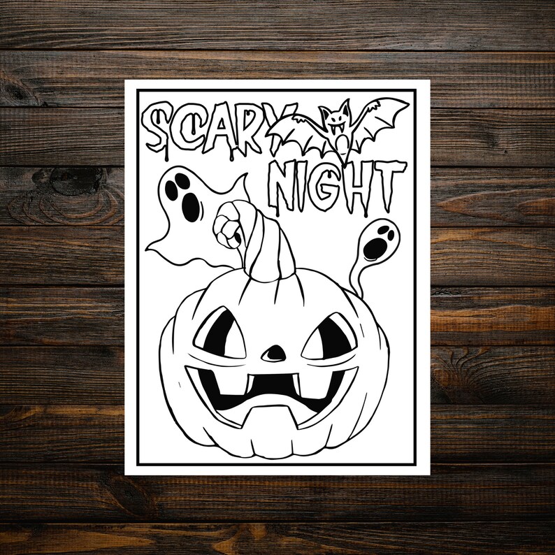 40 Halloween Coloring Book + 1 Cover Page - Printable Spooky Coloring ...
