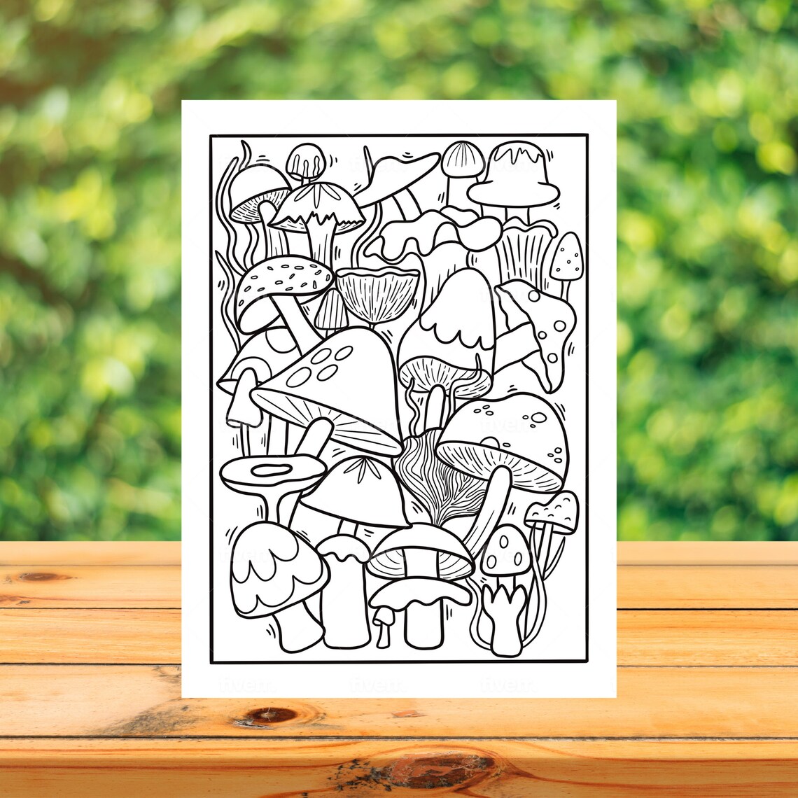 MUSHROOM Doodle Coloring Page, Shroom Fall Digital Adult Coloring Print ...