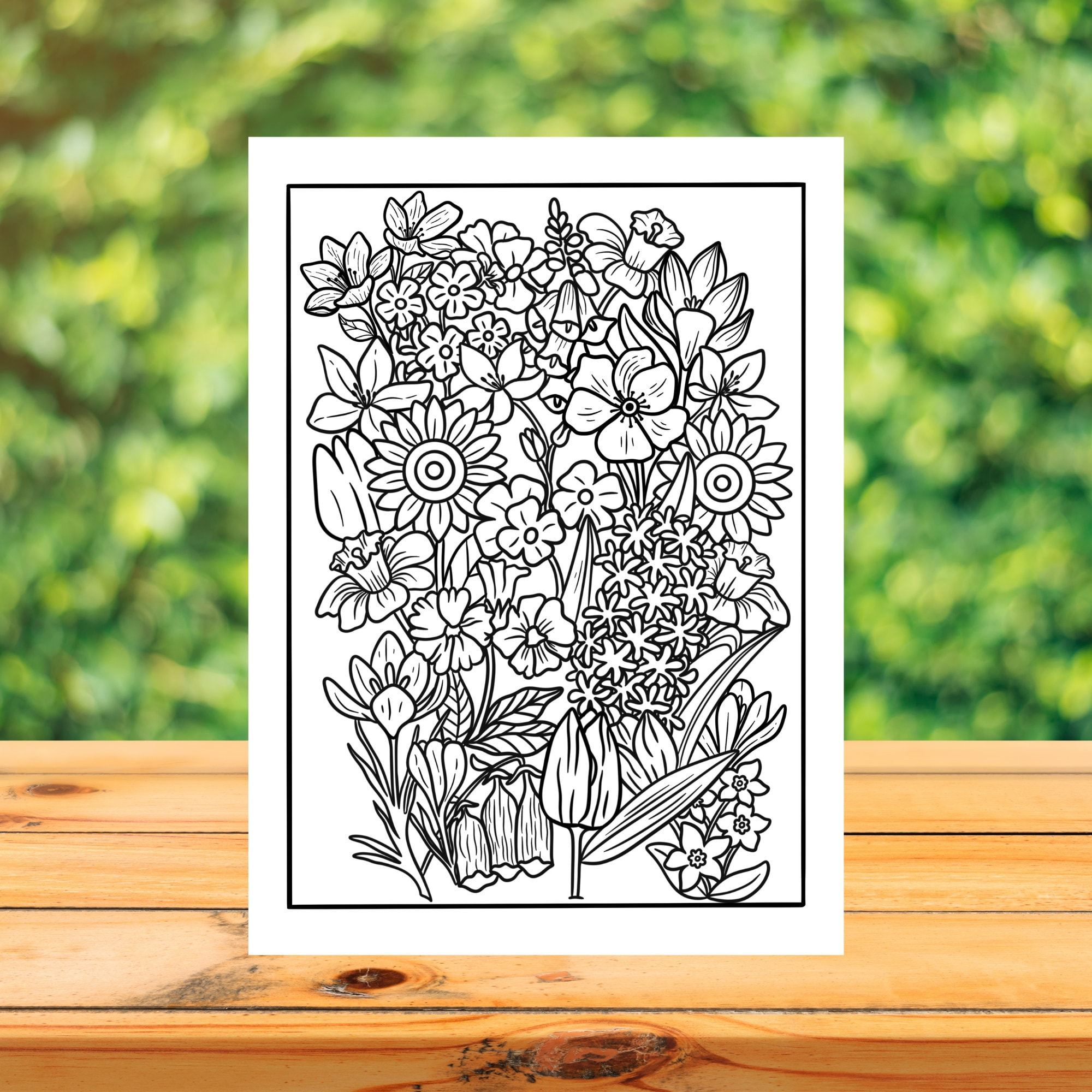 FLOWER Cute Doodle Coloring Page, SPRING Digital Adult Coloring Print ...