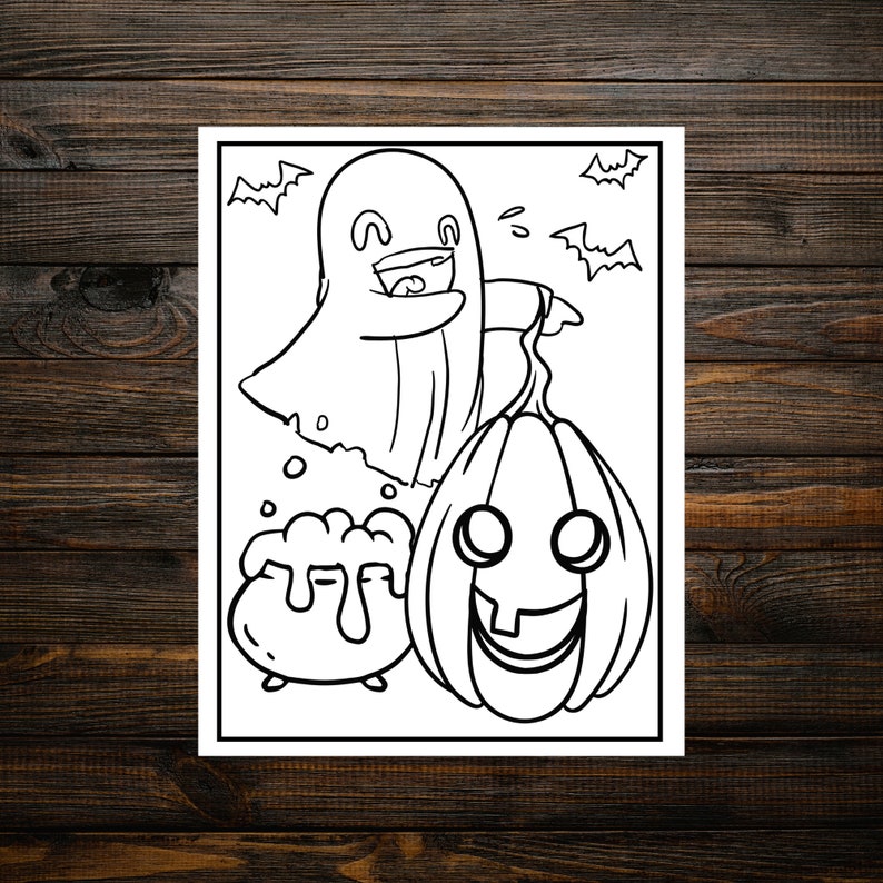 40 Halloween Coloring Book + 1 Cover Page - Printable Spooky Coloring ...