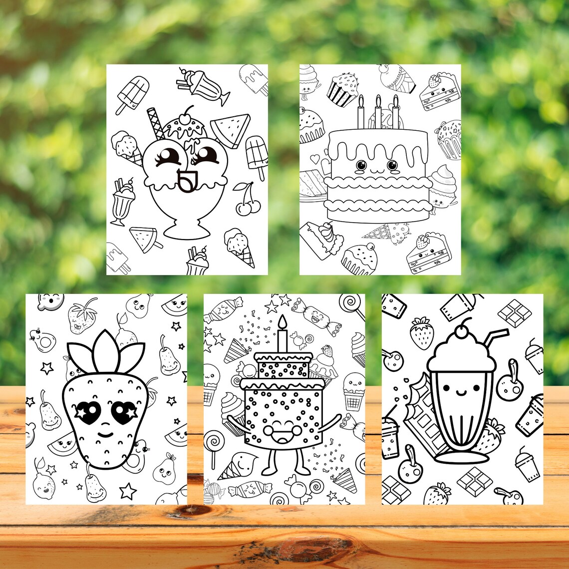 30 FOOD Cute Digital Coloring Book CUISINE Doodle Coloring - Etsy