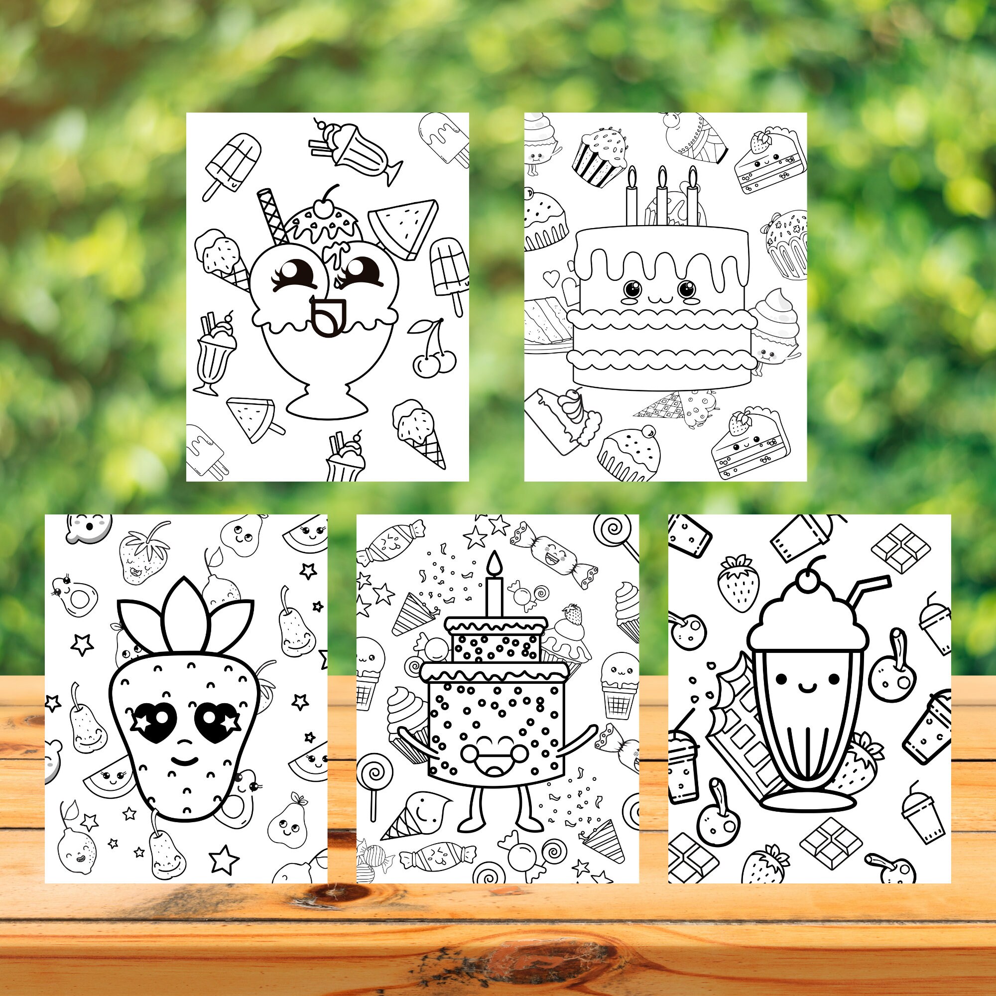 30 FOOD Cute Digital Coloring Book CUISINE Doodle Coloring - Etsy
