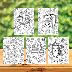 30 FOOD Cute Digital Coloring Book, CUISINE Doodle Coloring Book ...