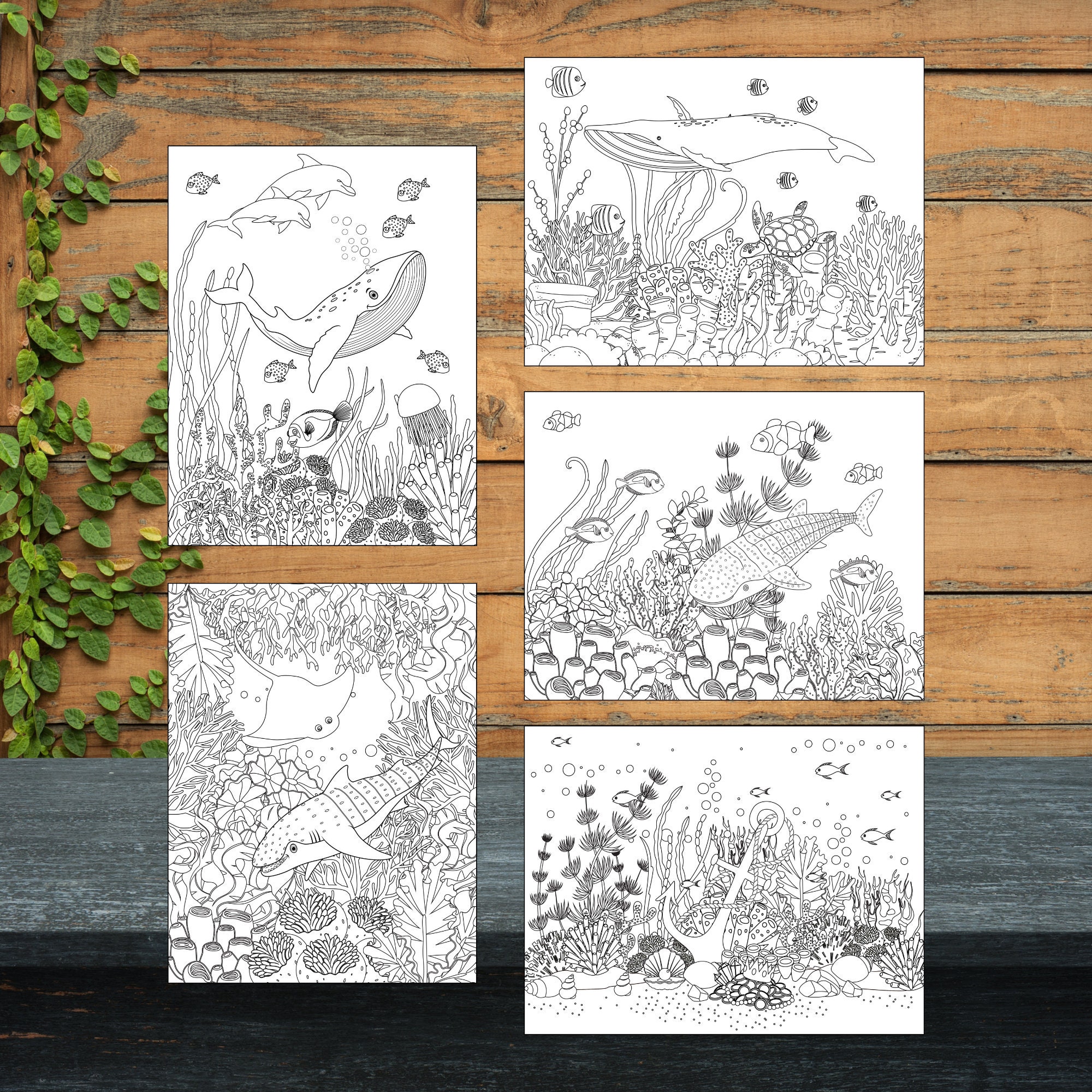 30 OCEAN Kids Coloring Pages Bundle, Summer Kids Coloring Book, Instant ...