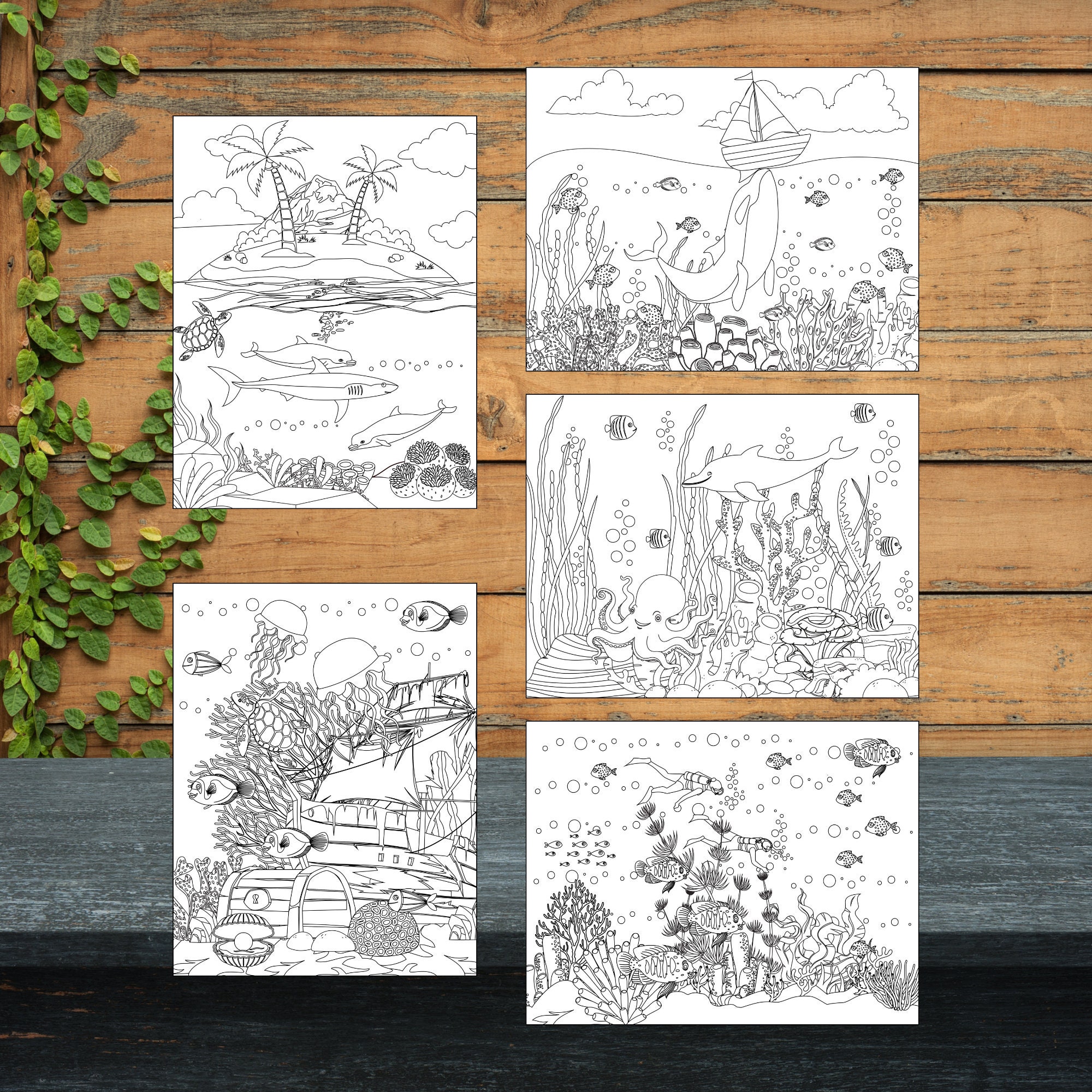 30 OCEAN Kids Coloring Pages Bundle Summer Kids Coloring - Etsy
