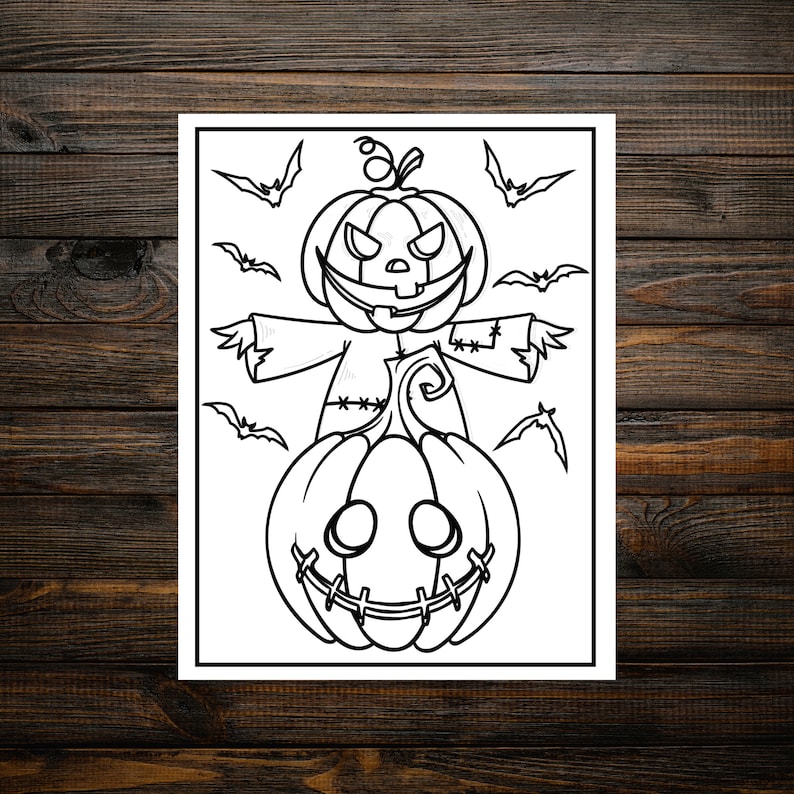 40 Halloween Coloring Book + 1 Cover Page - Printable Spooky Coloring ...