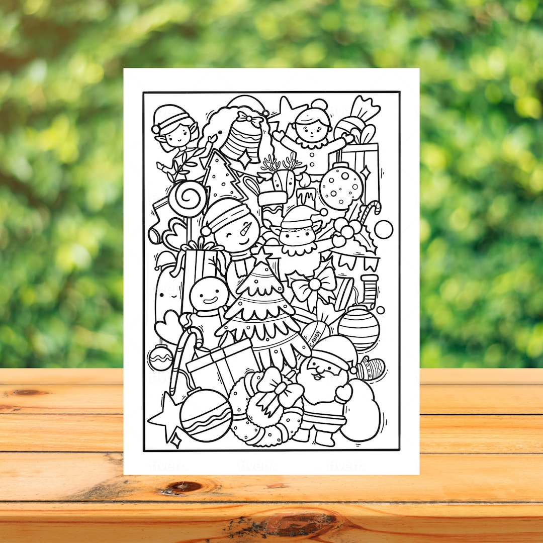 CHRISTMAS Doodle Coloring Page, Winter Digital Adult Coloring Print ...