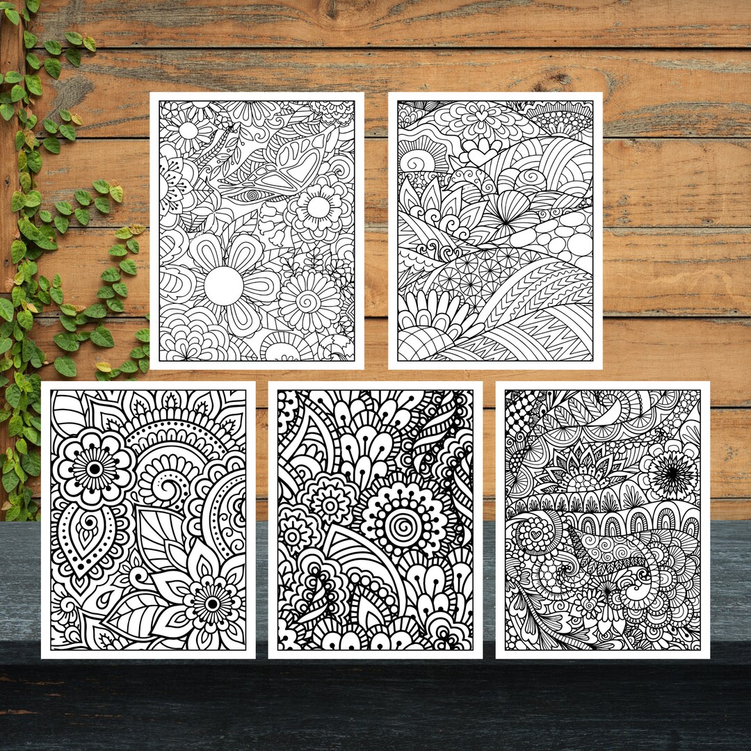 Vol. 2 - 25 Pretty Floral Style Coloring Pages Bundle, Flower Coloring ...