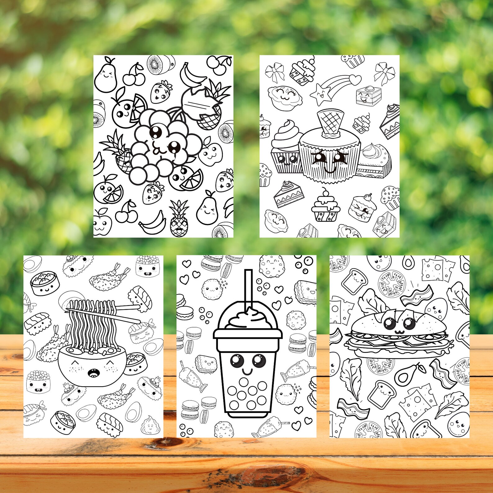 30 FOOD Cute Digital Coloring Book CUISINE Doodle Coloring - Etsy
