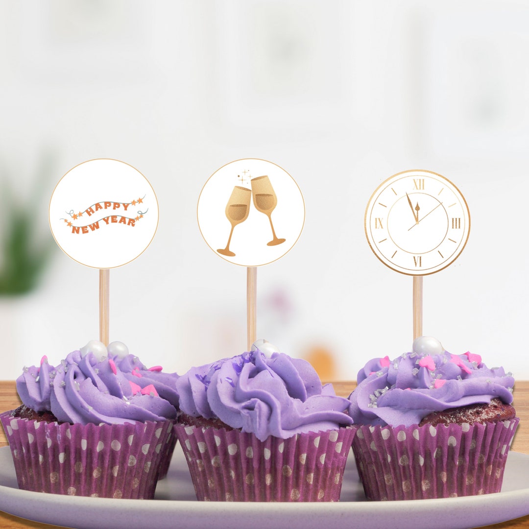 Printable New Years Cupcake Toppers New Year Theme Party - Etsy