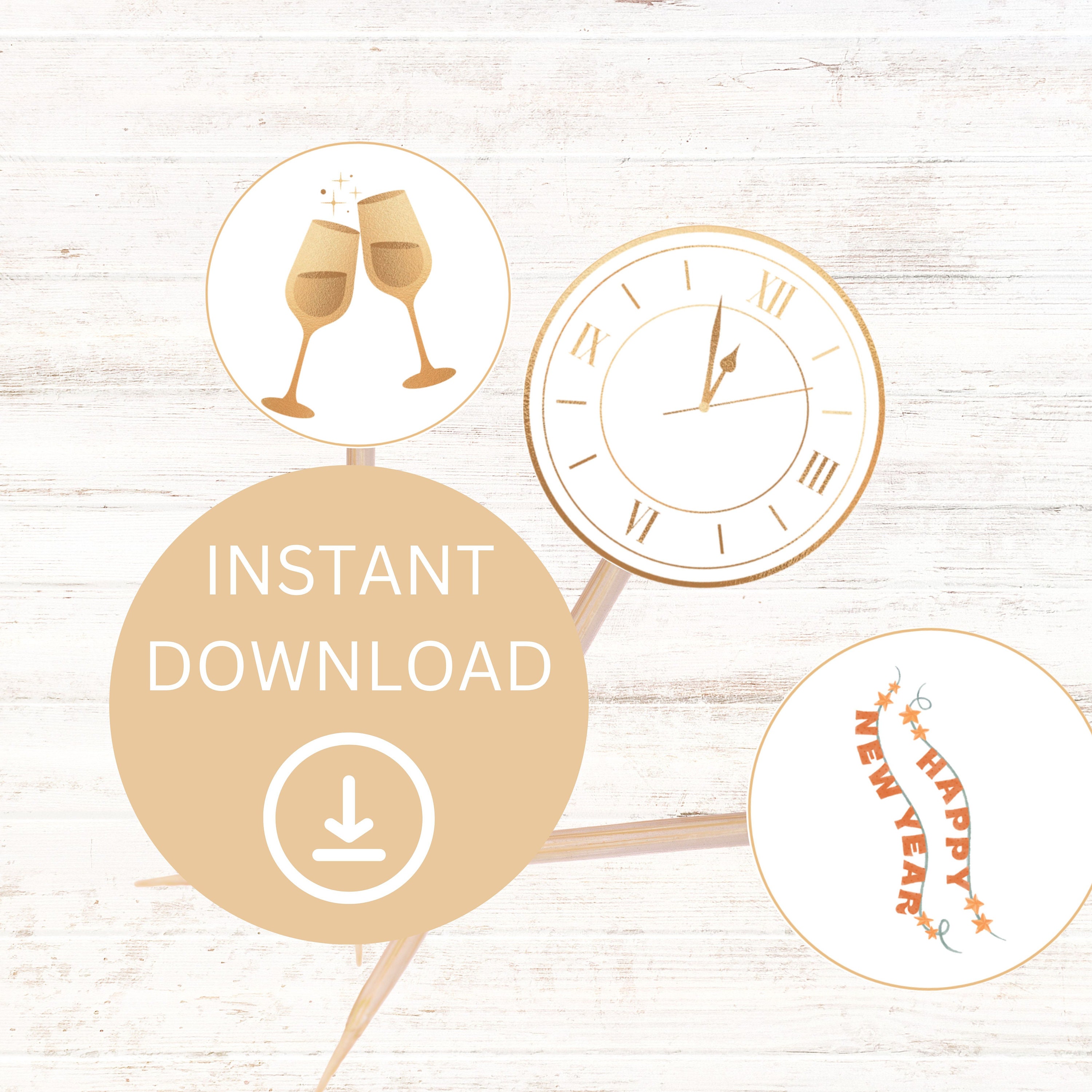 Printable New Years Cupcake Toppers New Year Theme Party - Etsy