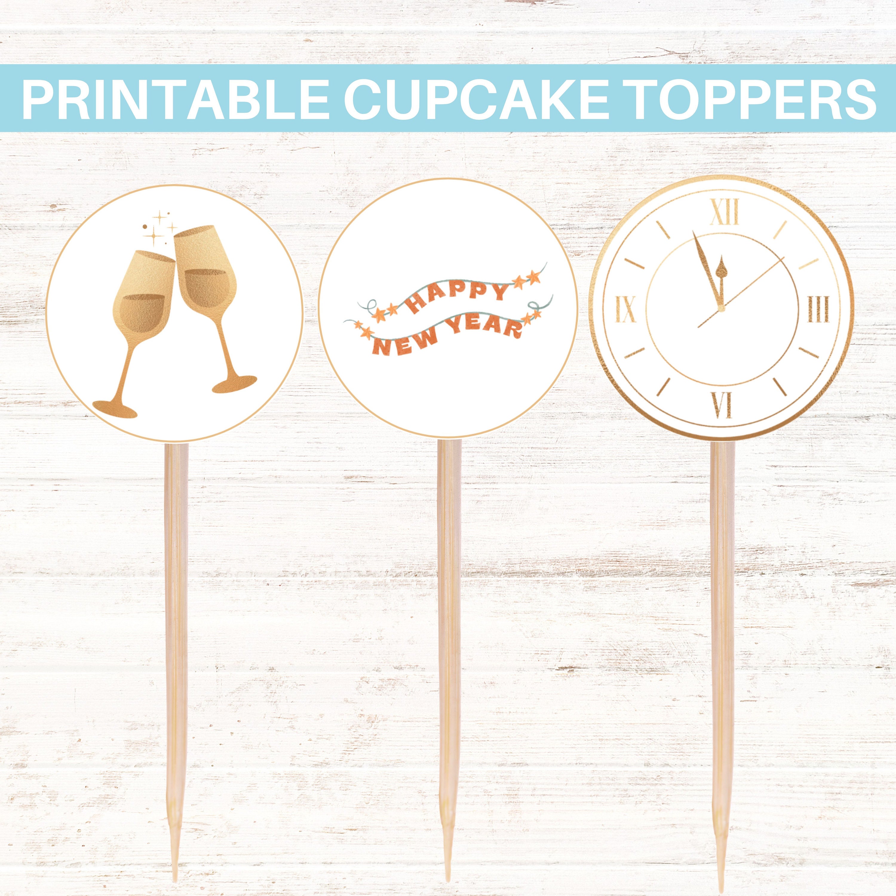 Printable New Years Cupcake Toppers New Year Theme Party - Etsy