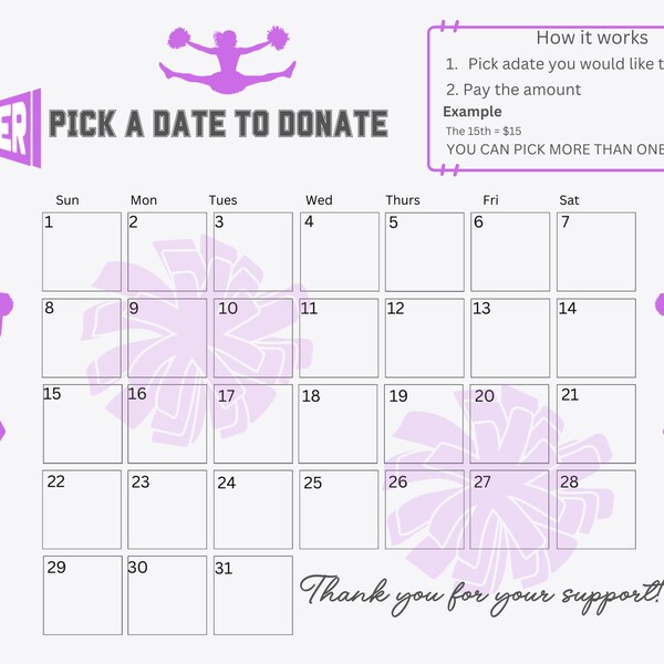 Sponsor My Cheerleader Calendar - Etsy