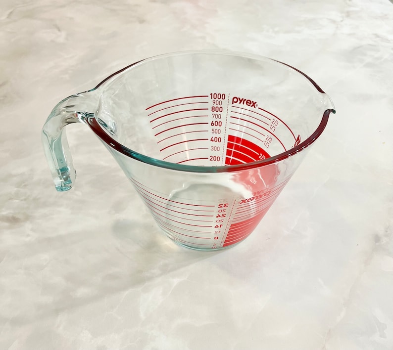 Vintage Pyrex Large 4 Cups Clear Glass Red Letter Reverse Read ...