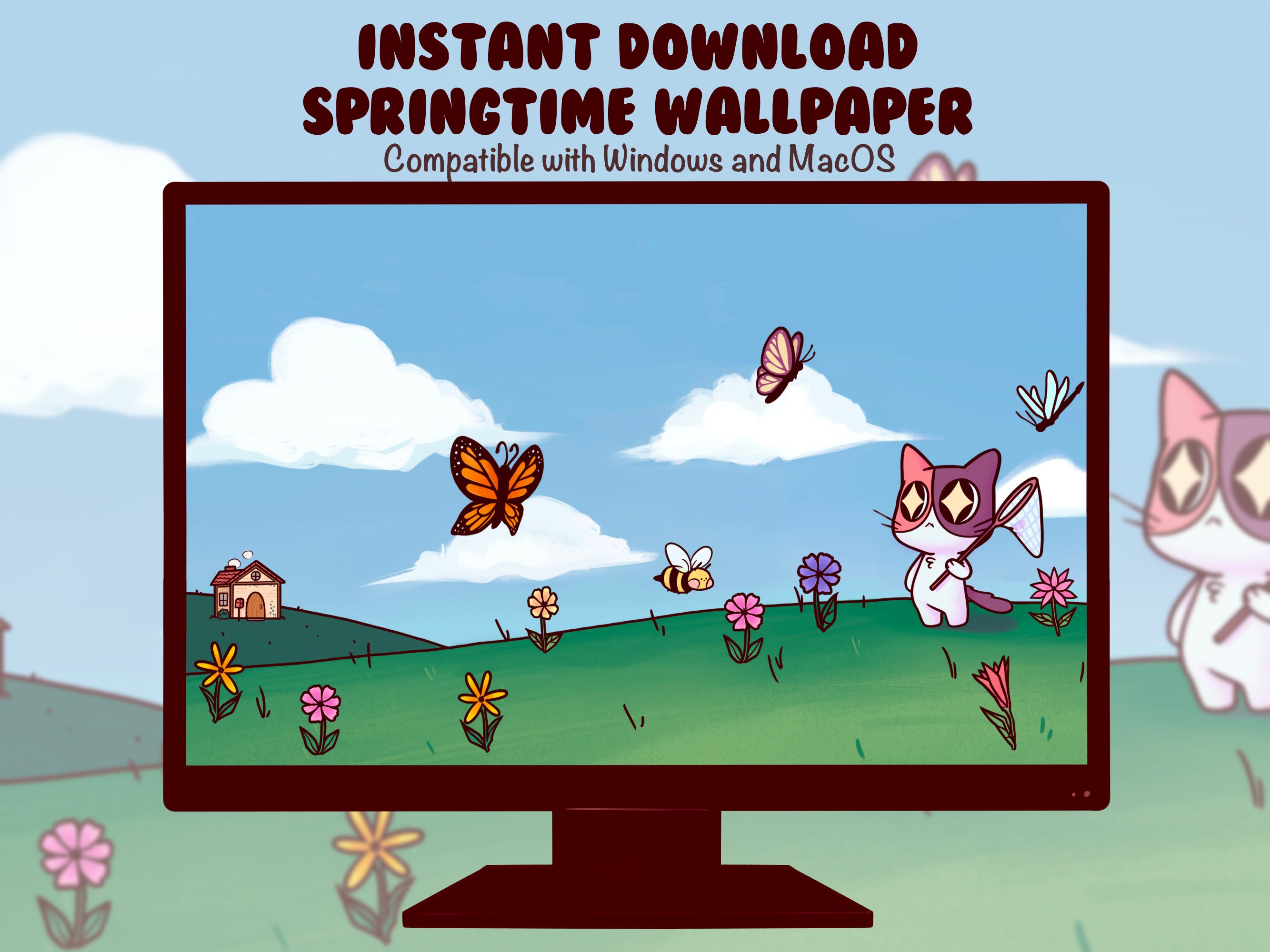 Spring Desktop Wallpaper for Mac & Windows. Cottagecore Laptop ...