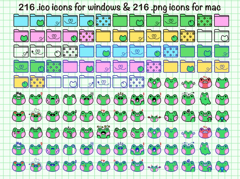 Cute Desktop Wallpapers Frog Folder Icons for Mac & Windows. - Etsy