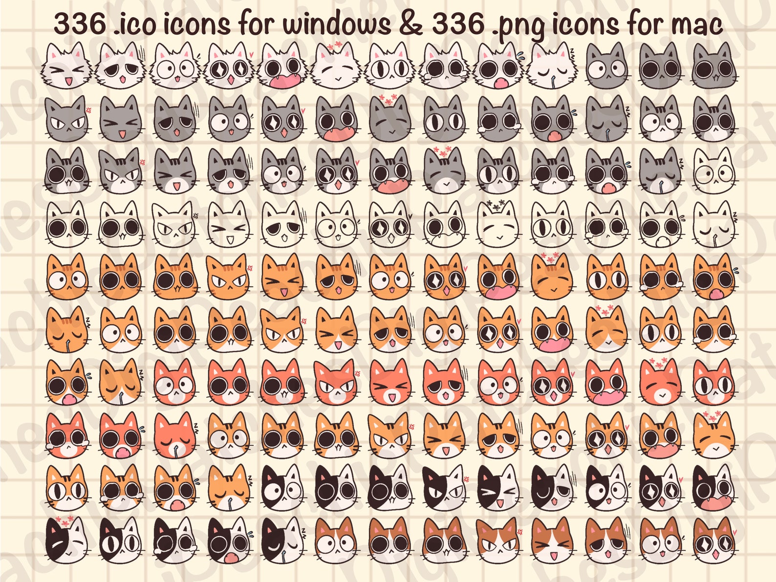 Cute Desktop Wallpapers Cat Folder Icons for Mac & Windows. - Etsy
