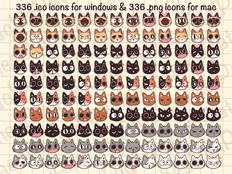 Cute Desktop Wallpapers Cat Folder Icons for Mac & Windows. - Etsy
