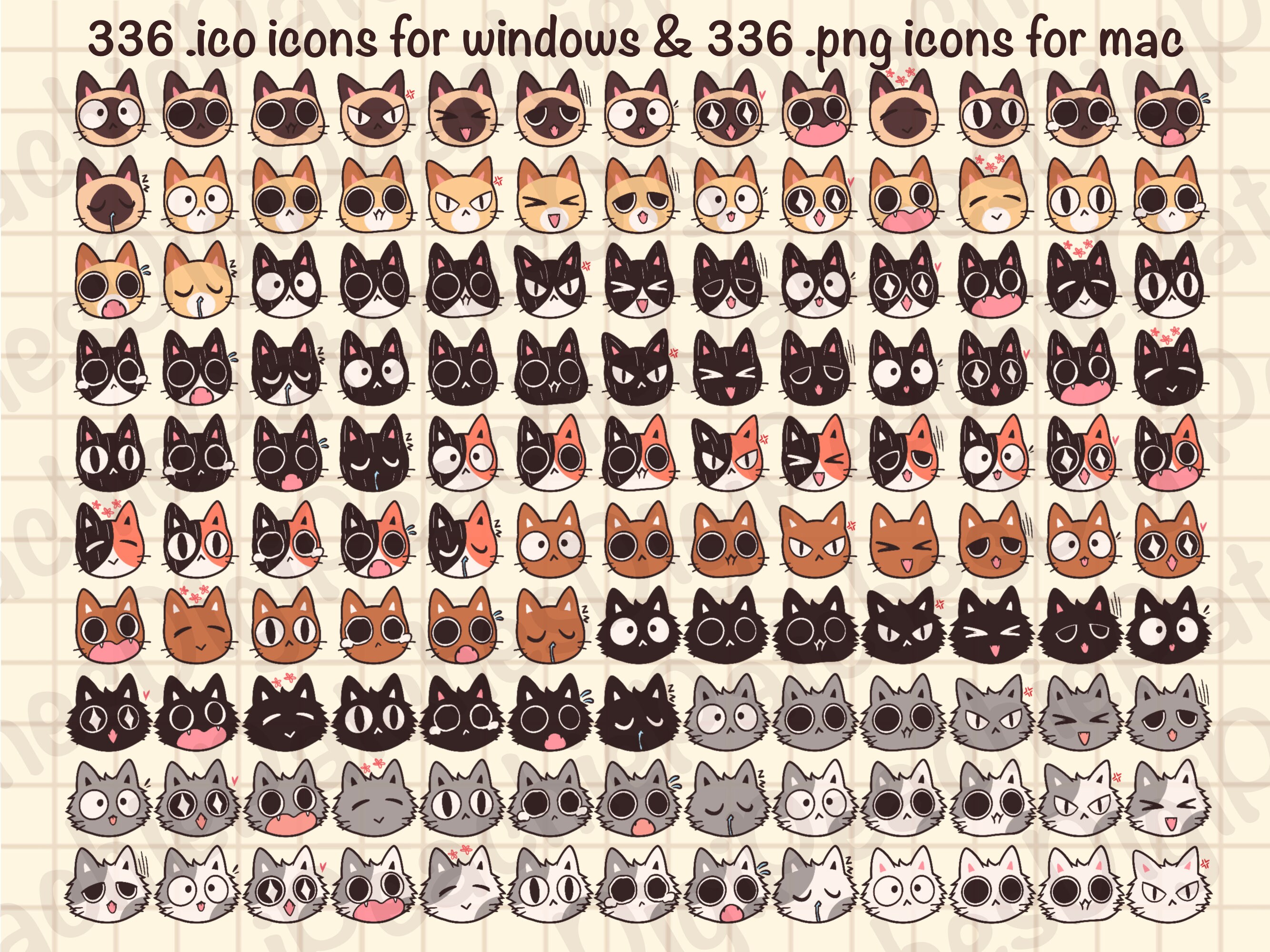 Cute Desktop Wallpapers Cat Folder Icons for Mac & Windows. | Etsy UK