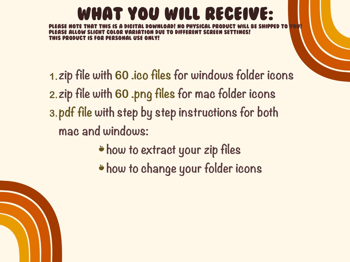 60 Retro Folder Icons for Mac & Windows. Colorful Desktop Icon Set for ...