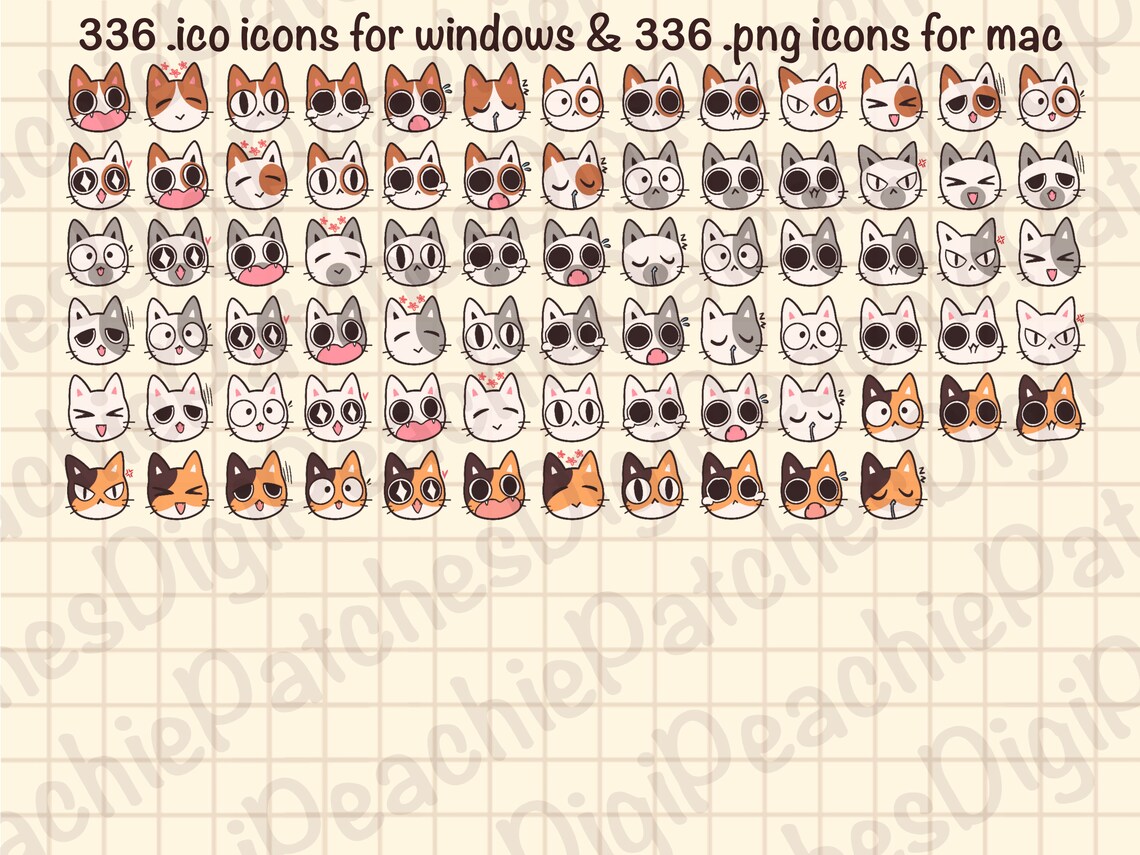 Cute Desktop Wallpapers Cat Folder Icons for Mac & Windows. - Etsy