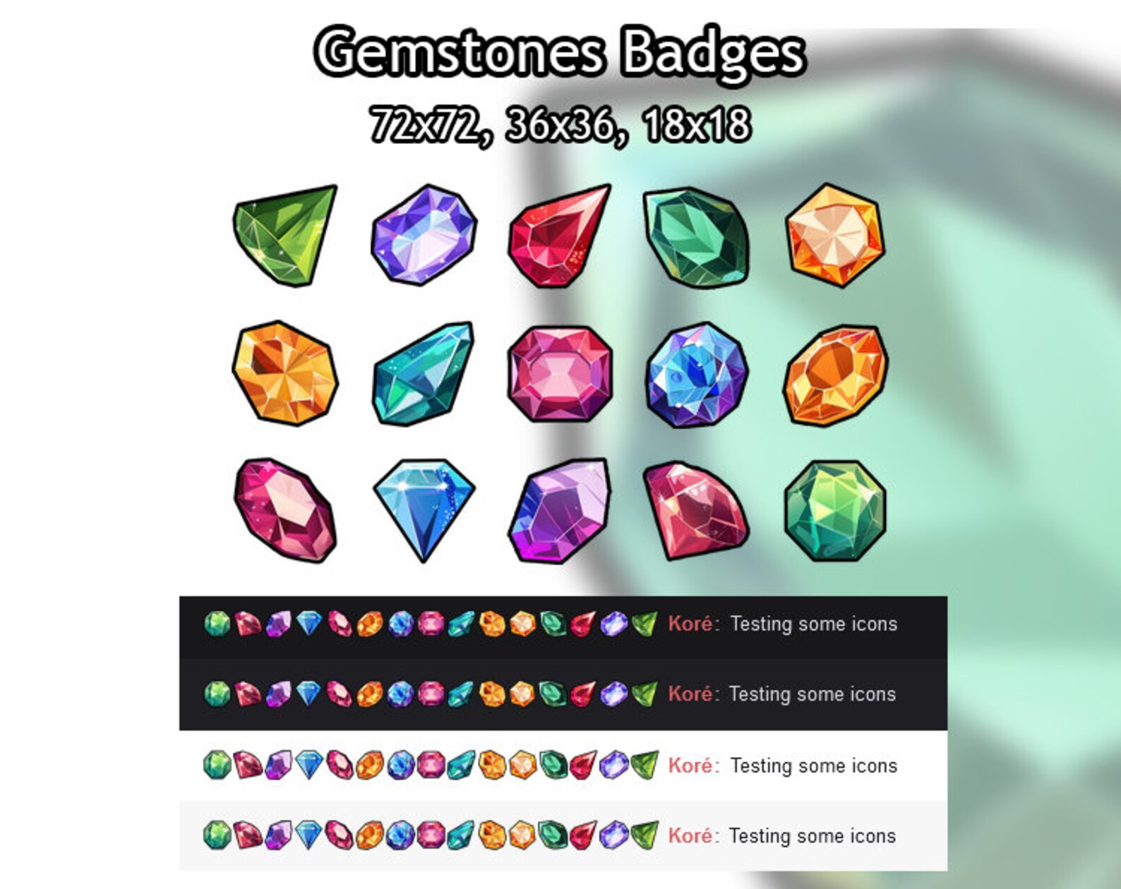 GEMSTONES Sub Badges for Twitch - Fantasy, Magical Gems, Crystal Pack ...