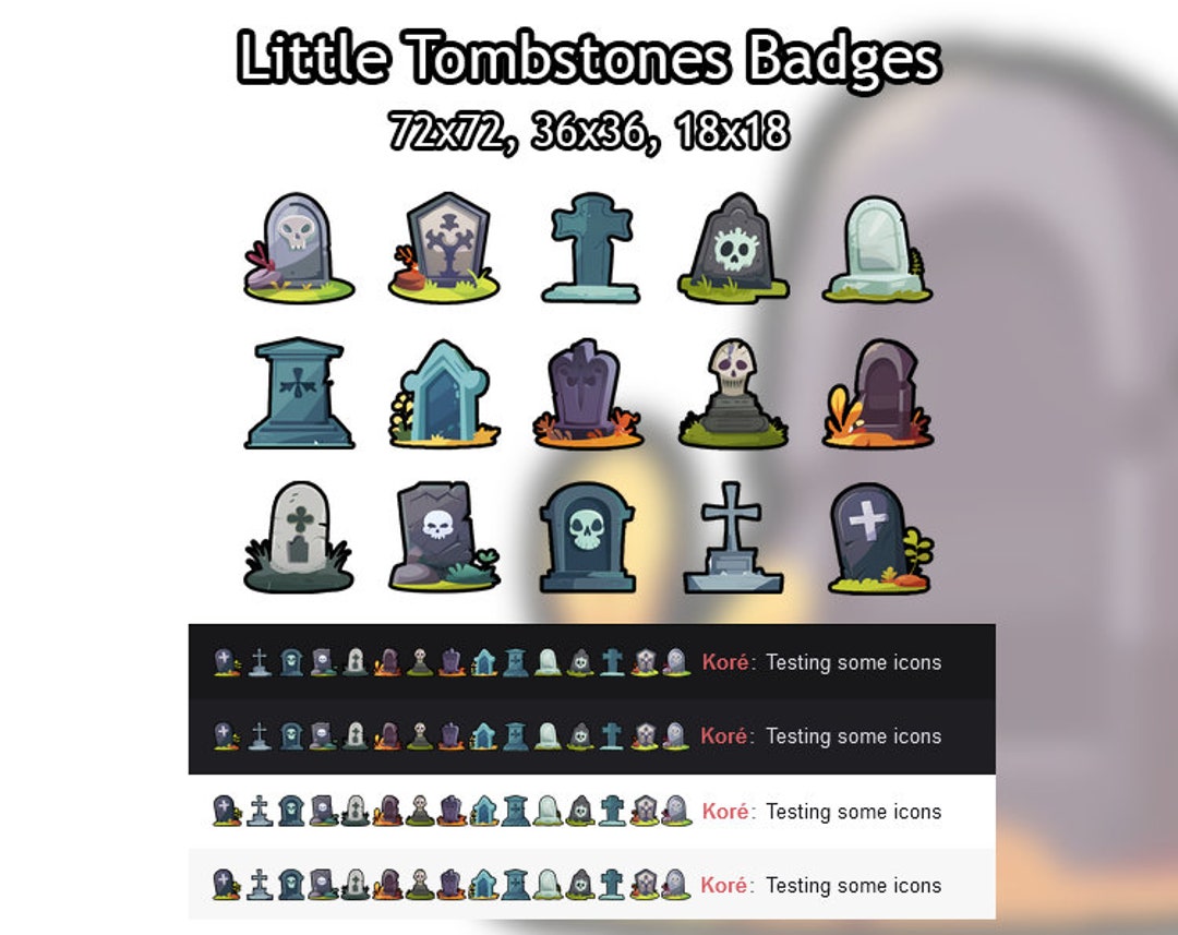 TOMBSTONES Sub Badges for Twitch Spooky, Gothic, Cemetery Pack. - Etsy