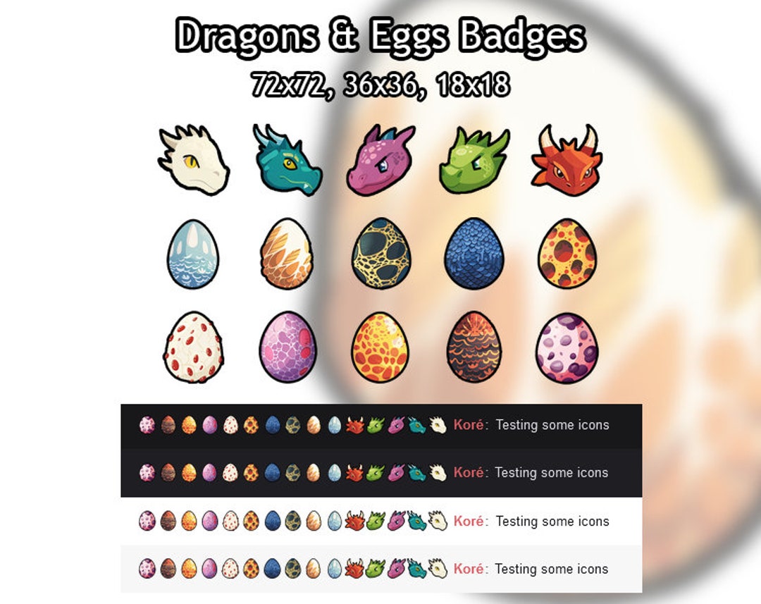 DRAGONS and EGGS Sub Badges for Twitch Fantasy, Dragon, Eggs Pack. - Etsy