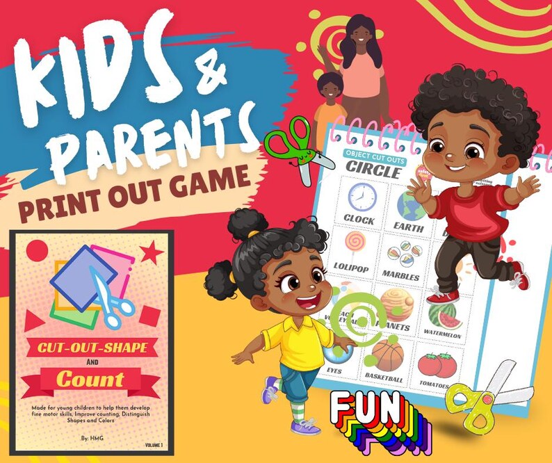 Cut-out-shape and COUNT Printable Party Learning Game for Children and ...