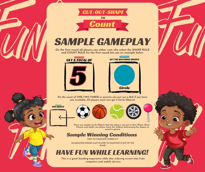 Cut-out-shape and COUNT Printable Party Learning Game for Children and ...