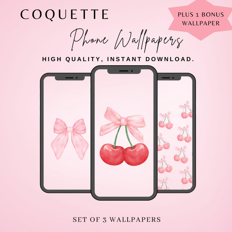 Cherry Bow Wallpaper - Etsy