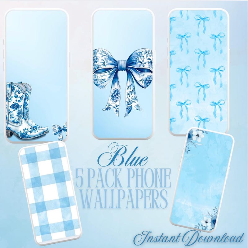 Blue Bows Wallpaper - Etsy