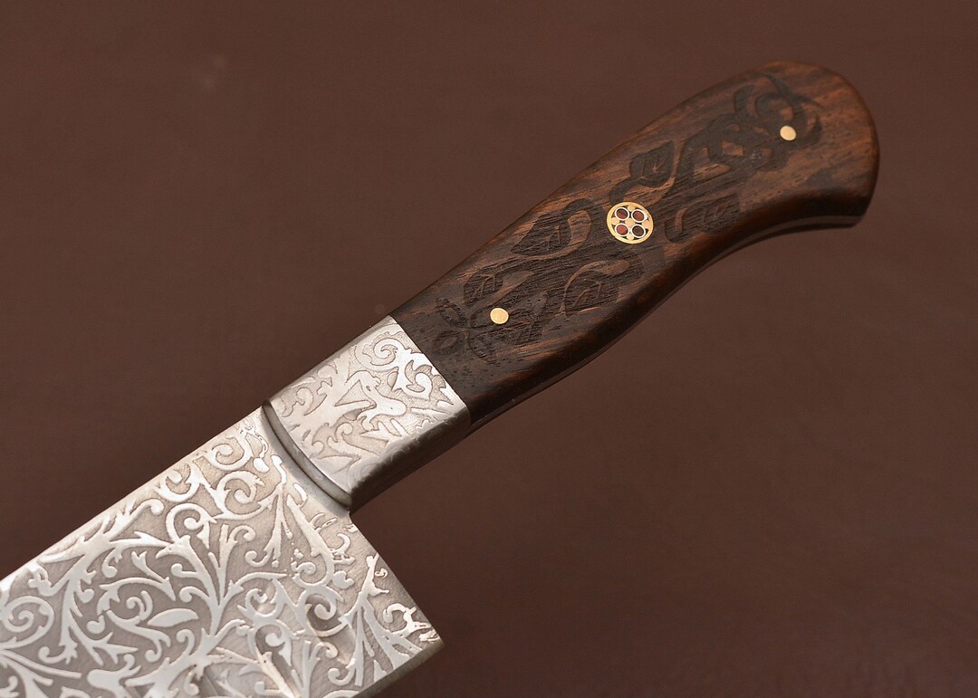 Custom Handmade 440c Stainless Steel Chef Knife Etching on Blade Gift ...