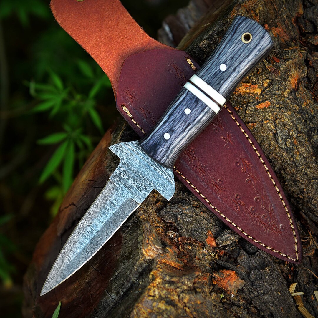Handmade Scottish Dirk SGIAN DUBH Knife Damascus Steel Dagger Double ...