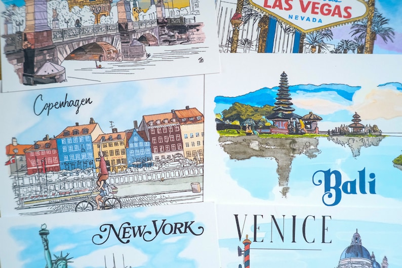 Cities Postcards Sets Mini Prints Wall Art Greetings - Etsy
