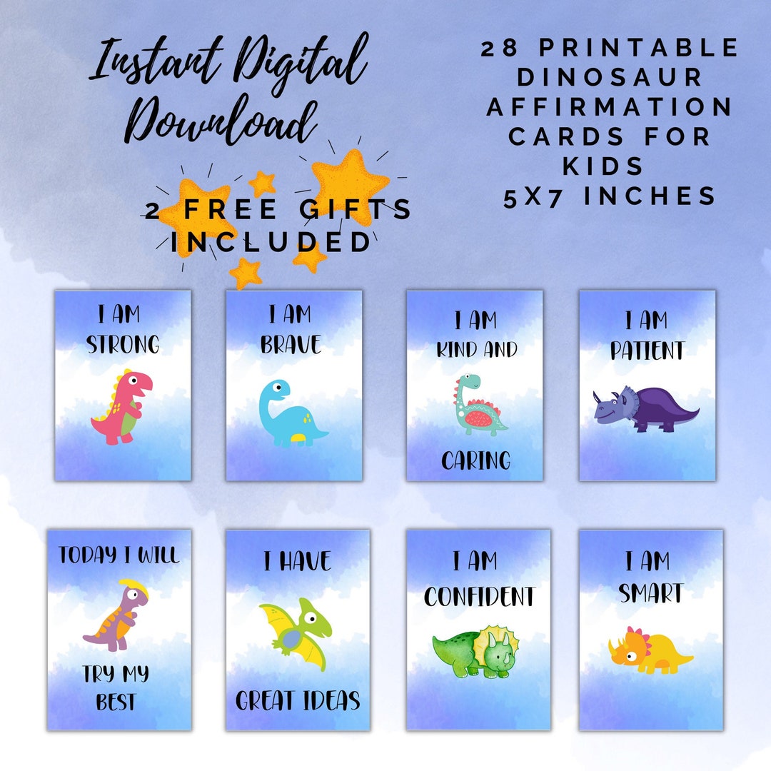 Printable Affirmation Cards for Kids, Dinosaur Affirmations for ...