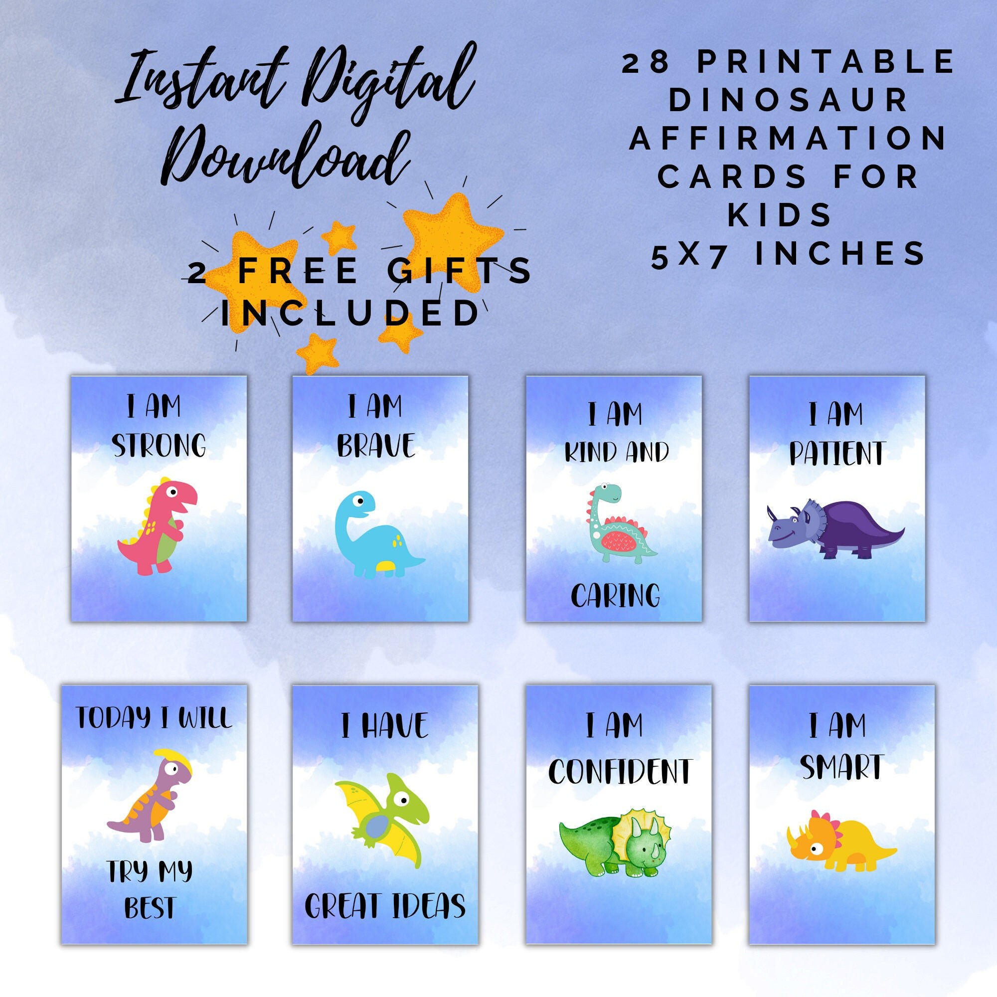 Printable Affirmation Cards for Kids, Dinosaur Affirmations for ...