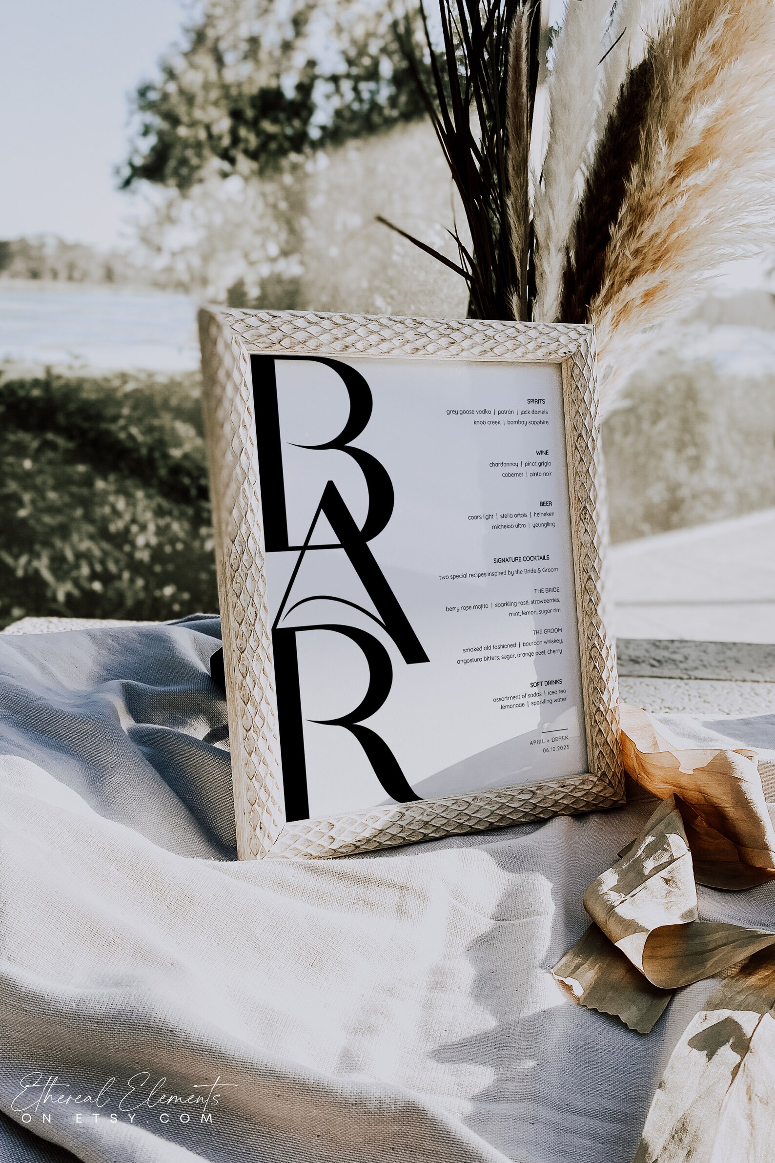Modern Wedding Bar Menu Template 8x10 Minimalist Bar - Etsy