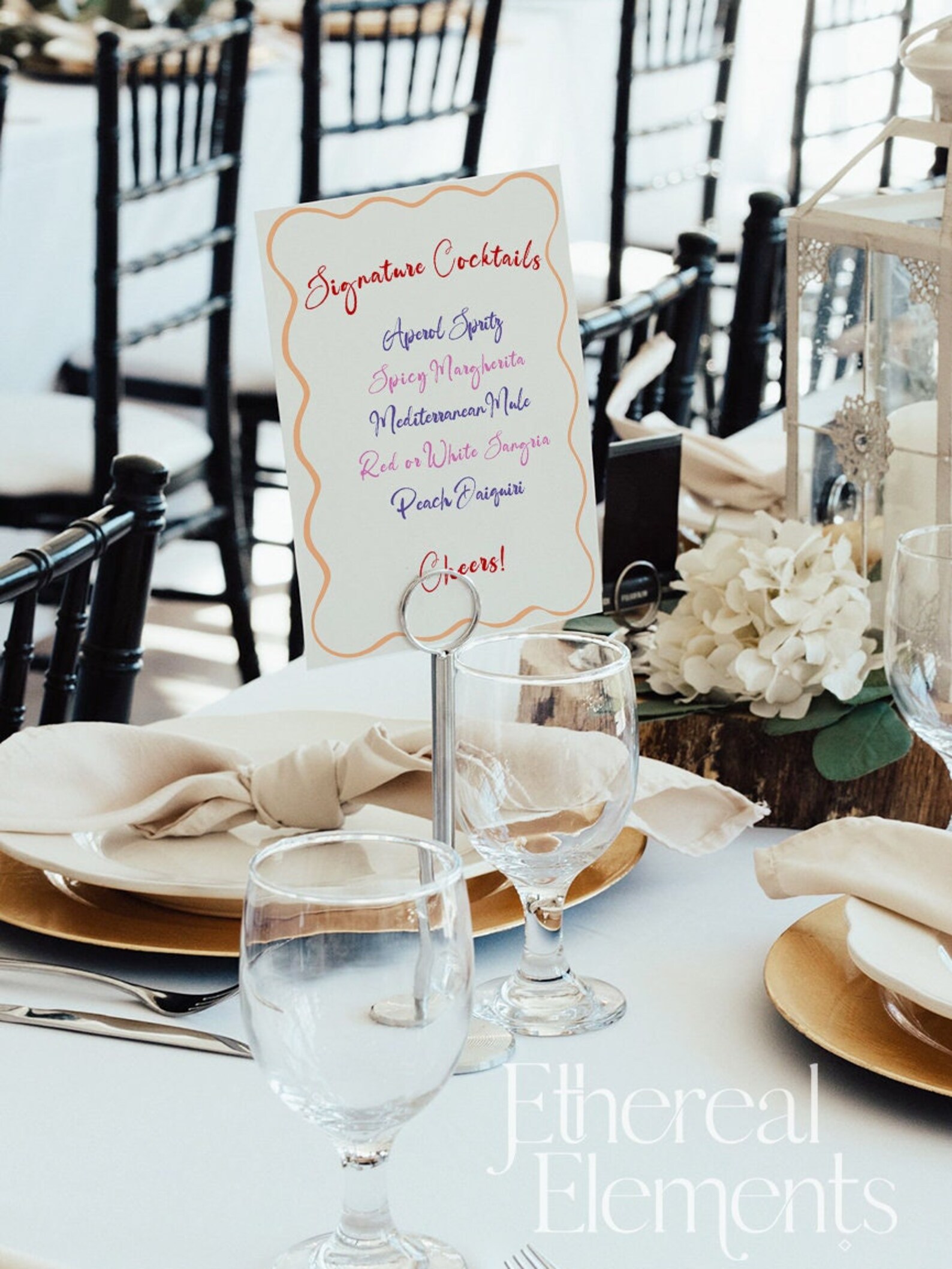 Wave Signature Cocktail Menu, Curve Modern Cocktail Menu, Modern ...