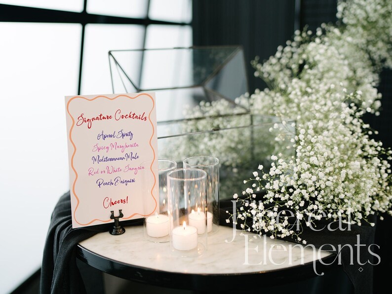 Wave Signature Cocktail Menu, Curve Modern Cocktail Menu, Modern ...