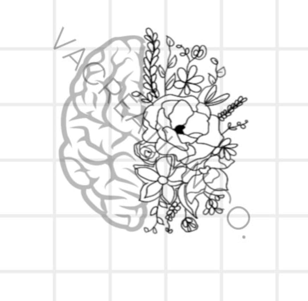 Brain & Flowers SVG | PNG | Brain Awareness | Mental Health Awareness ...